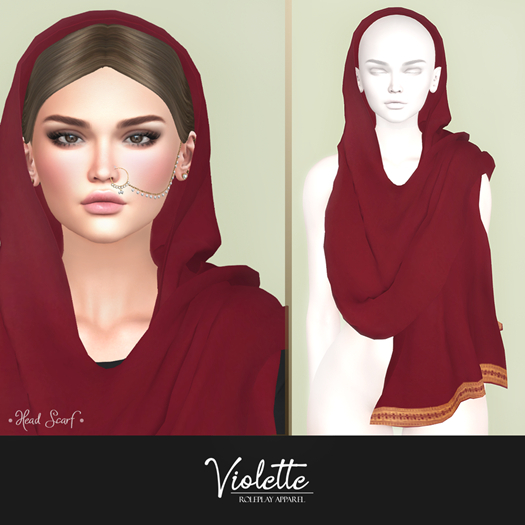 Second Life Marketplace - VIOLETTE - Long Head Scarf Red
