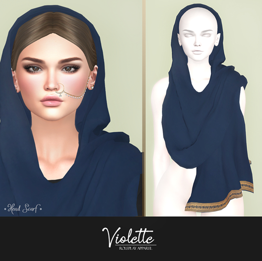 Second Life Marketplace - VIOLETTE - Long Head Scarf Blue
