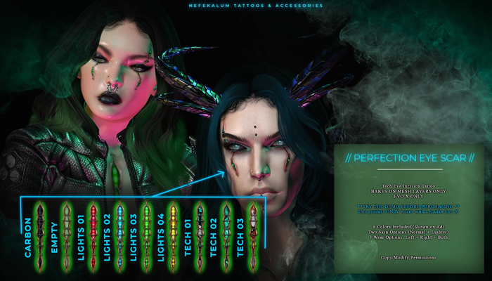 Second Life Marketplace - Nefekalum Tattoos - Perfection Eye Scar DEMO