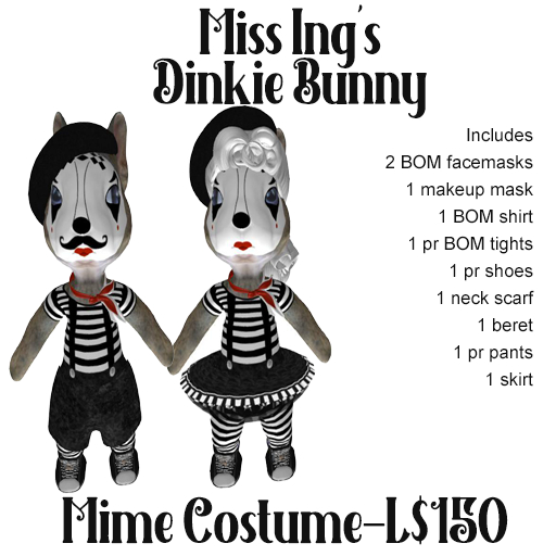 Second Life Marketplace - Miss Ing's Dinkie Bunny Mime Costume