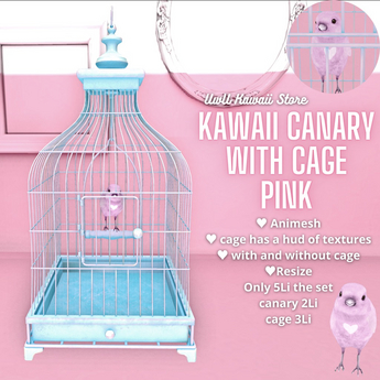 Second Life Marketplace - Kawaii Canary with cage pink animated - UwU ...