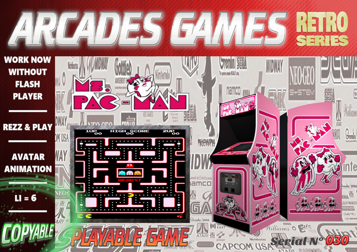 Second Life Marketplace - [030] = Ms Pac Man Pink = Retro Arcades Games ...