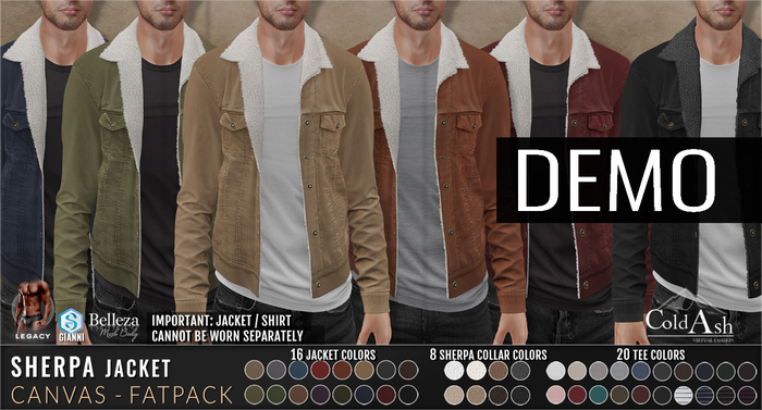 Second Life Marketplace - {COLD-ASH} DEMO SHERPA Jacket (Canvas)