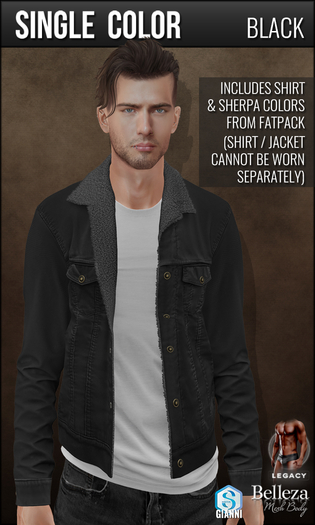 Second Life Marketplace - {COLD-ASH} SHERPA Jacket (Single-BLACK ...