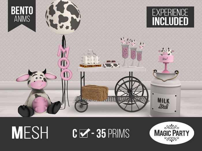 Second Life Marketplace - Cute Cow SET - Party SET [BENTO]