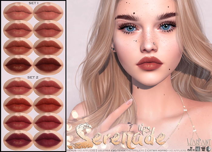 Second Life Marketplace - WarPaint* Serenade lips [Fatpack]