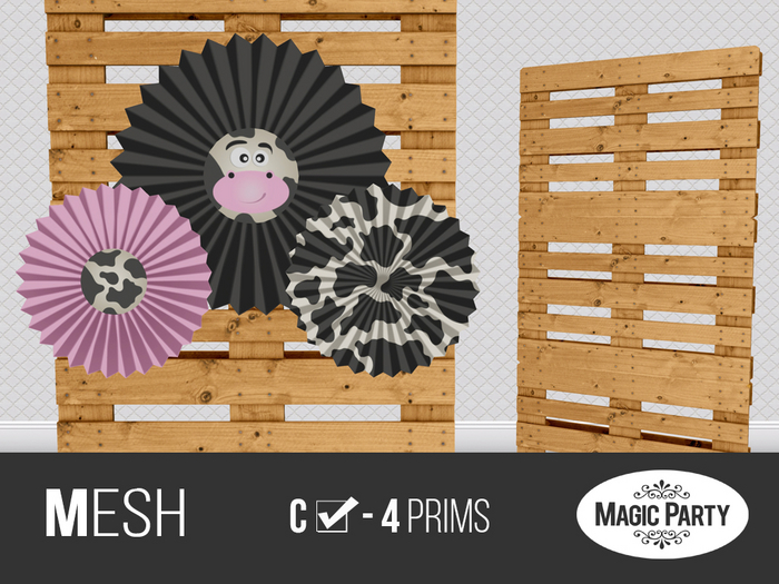 Second Life Marketplace - MOO Paper Fans & Rustic Pallet Wall [Cute Cow ...