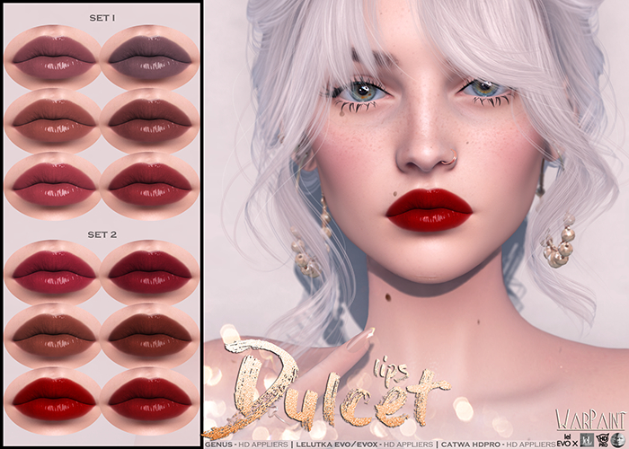 Second Life Marketplace - WarPaint* Dulcet lips - set 2 - [Catwa HDPro]