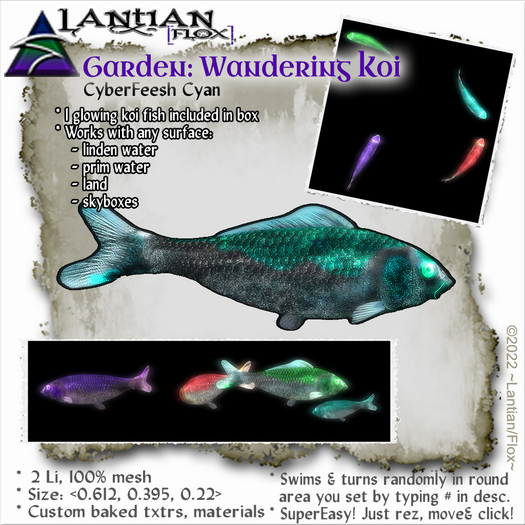 Second Life Marketplace - ~L/Fx~Wandering Koi Cyberfeesh - Cyan v.1.6 ...