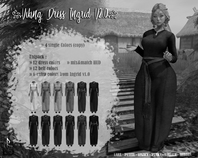 Second Life Marketplace - //R3D// Viking Dress Ingrid V2.0 - DEMO
