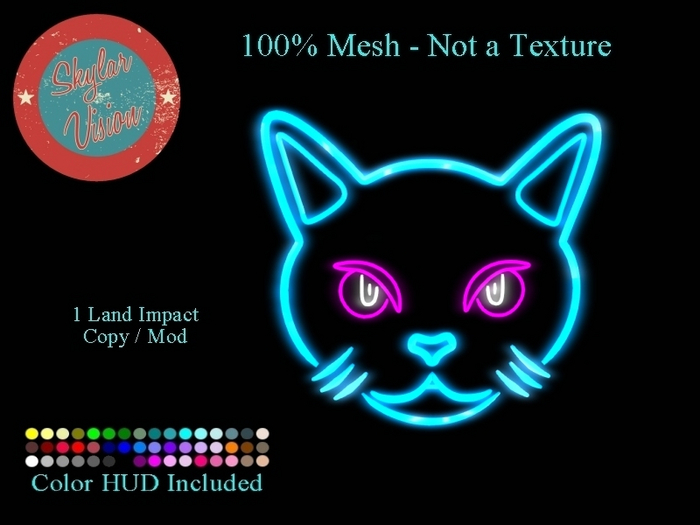 Second Life Marketplace - SkylarVision - Neon Cat Face