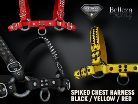 Second Life Marketplace - [7/11] Spiked Chest Harness - Jake, Aesthetic