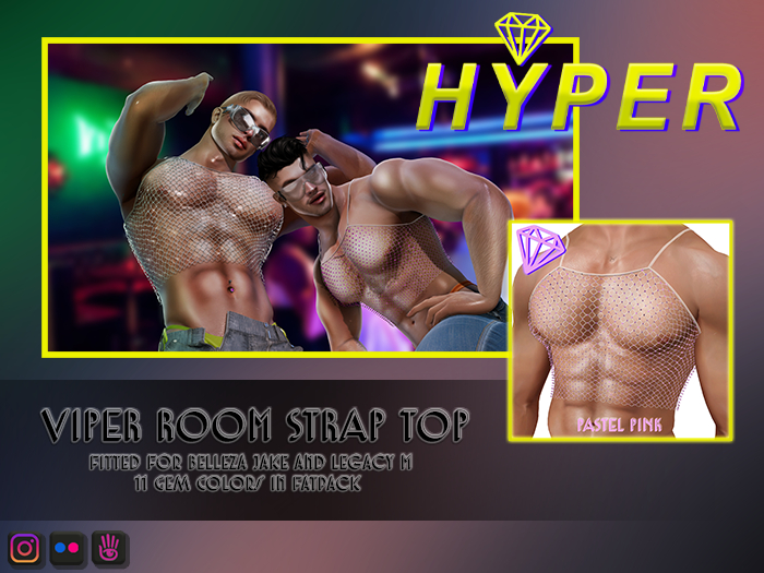 Second Life Marketplace - $.HYPER.$ Viper Room Strap Top Pastel Pink