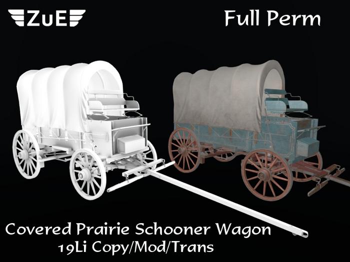Second Life Marketplace - ::ZuE:: Covered Prairie Schooner Wagon - Full ...