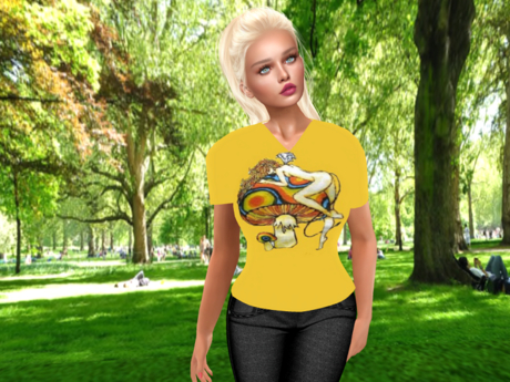Second Life Marketplace - Psychedelic Nymph-Ladies V-neck T-shirt