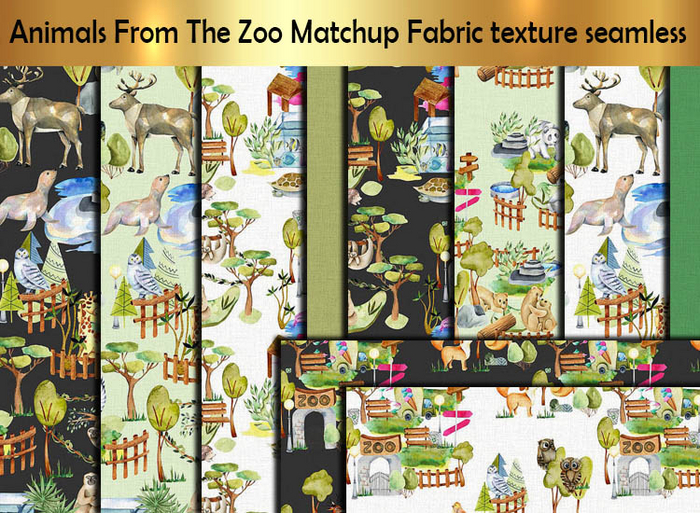 Second Life Marketplace - Animals From The Zoo Matchup Fabric texture ...