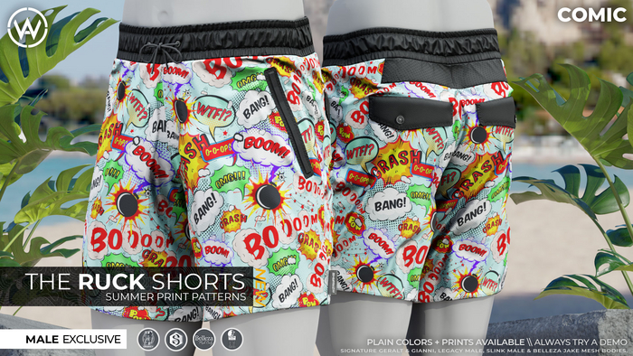 Second Life Marketplace - [WAZ] Ruck Shorts (Comic)