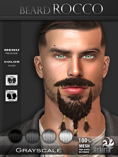 Second Life Marketplace - [//REBIRTH/]-BEARD_rocco-V.2-Grayscale