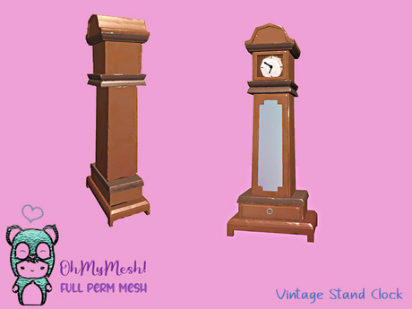 Second Life Marketplace - OhMyMesh! Vintage Stand Clock - Full Perm Mesh