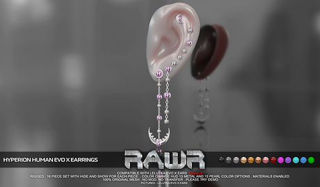 Second Life Marketplace - RAWR! Hyperion HUMAN EvoX Earrings (add me)