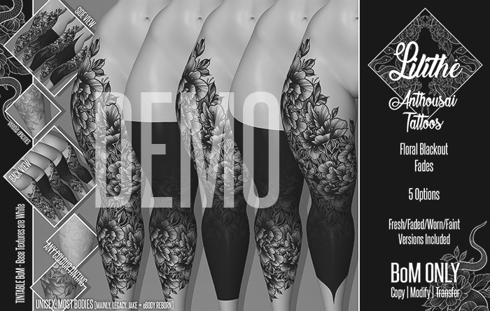 Second Life Marketplace - Lilithe'// Anthousai Tattoos [DEMO]