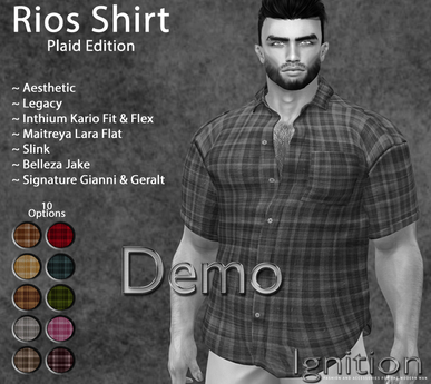 Second Life Marketplace - Ignition Rios Shirt Plaid Demo