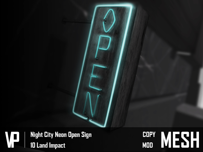 Second Life Marketplace - =VP= Night City Neon Open Sign (COPY & MOD)