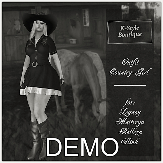 Second Life Marketplace - [K-Style] OUTFIT COWBOY-GIRL - DEMO