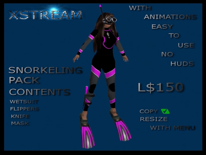 Second Life Marketplace - XSTREAM snorkeling pack pink