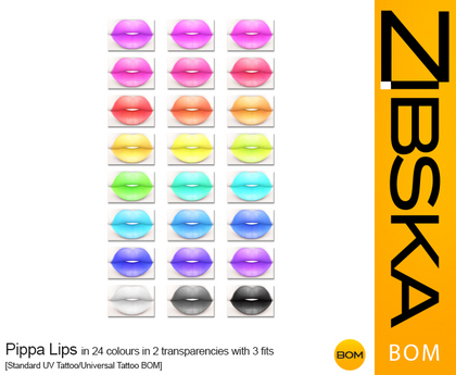 Second Life Marketplace - Zibska [50% Off] Bom Pack ~ Pippa Lips in 24 ...