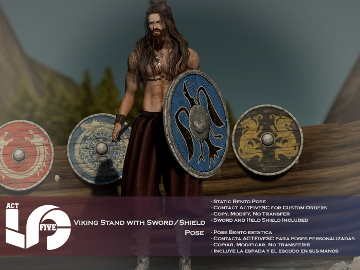 Second Life Marketplace - ACT5-862-Viking Stand with Sword/Shield Pose ...