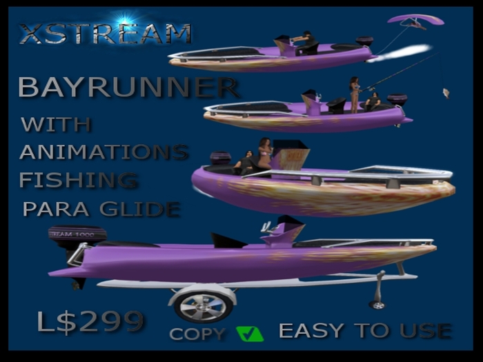Second Life Marketplace - XSTREAM BOAT VIOLET FLAME BAYRUNNER PACK