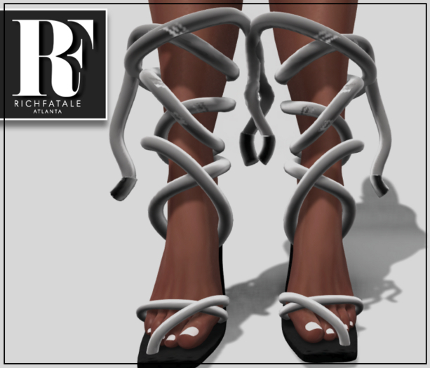 Second Life Marketplace - $RICH FATALE - VELVET ROPE HEELS - SILVER