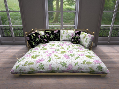 Second Life Marketplace - Delicate Flowers Cuddle Sofa Bed PG Bento