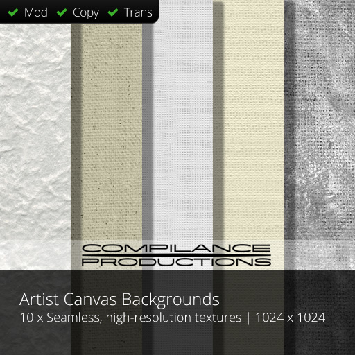 Second Life Marketplace - 12 x Art Canvas Backgrounds (Compilance Textures)