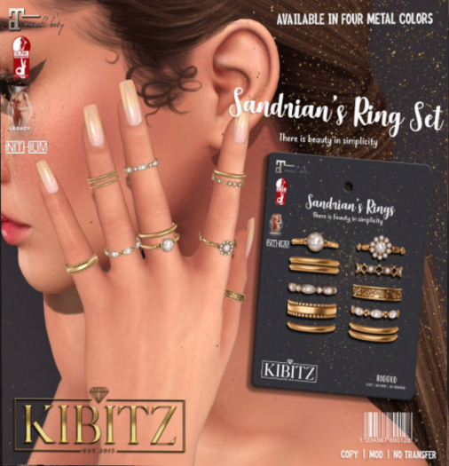 Second Life Marketplace - Kibitz - Sandrian rings - gold
