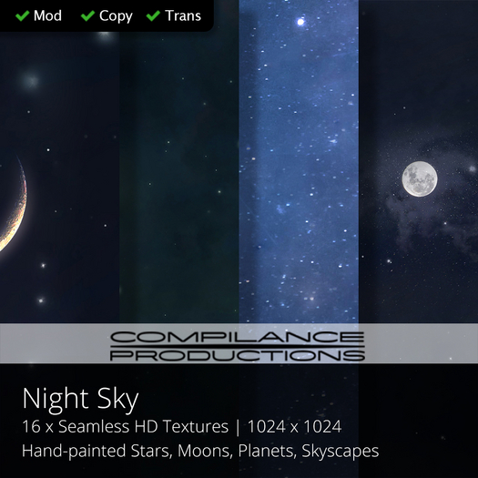 Second Life Marketplace - 16 x Night Sky with Planets & Moons ...
