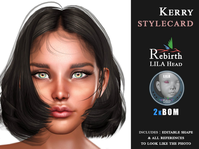 Second Life Marketplace - Kerry Shape + Style card - REBIRTH Lila head