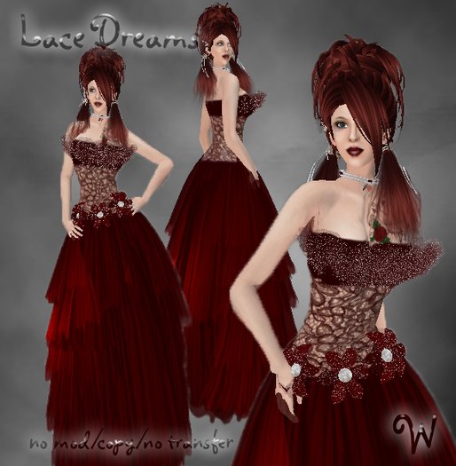 Second Life Marketplace - ~WC~ Lace Dreams Deep Red