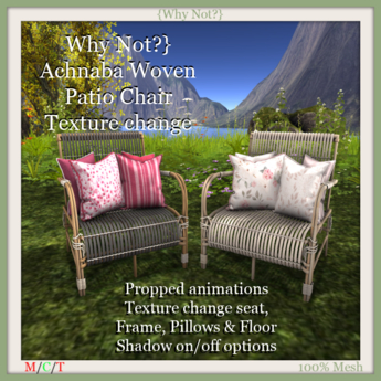 Second Life Marketplace - Why Not?} Achnaba Woven Patio Chair-Texture ...