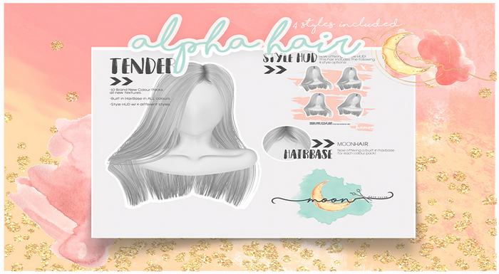 Second Life Marketplace - Moon. Hair // DEMO - Tender