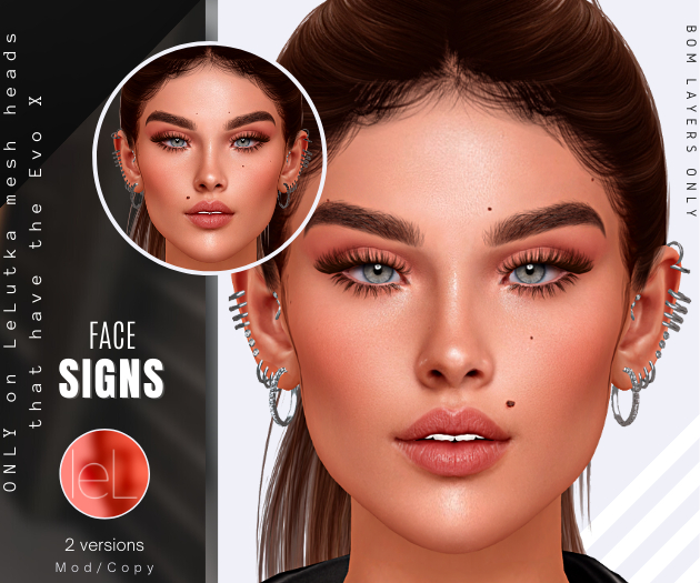 Second Life Marketplace - FACE SIGNS FOR HEAD LELUTKA EVOX UNISEX