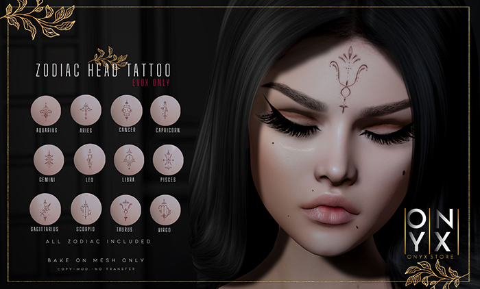 Second Life Marketplace - [Onyx] Zodiac Head Tattoo