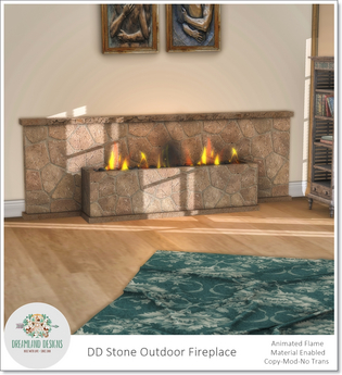 Second Life Marketplace - DD Stone Outdoor Fireplace/ADD