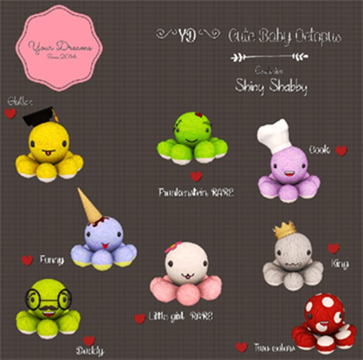 Second Life Marketplace - {YD}Cute Baby Octopus - Two colors