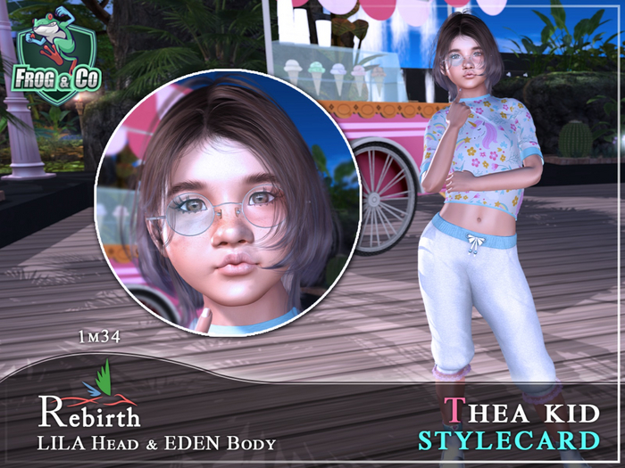 Second Life Marketplace - Thea kid Shape + Style card - REBIRTH Lila head