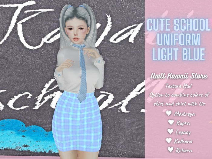 Second Life Marketplace - Cute School uniform Light Blue - UwU Kawaii Store