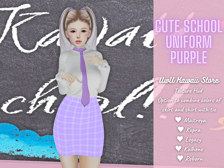 Second Life Marketplace - Cute School uniform Purple - UwU Kawaii Store