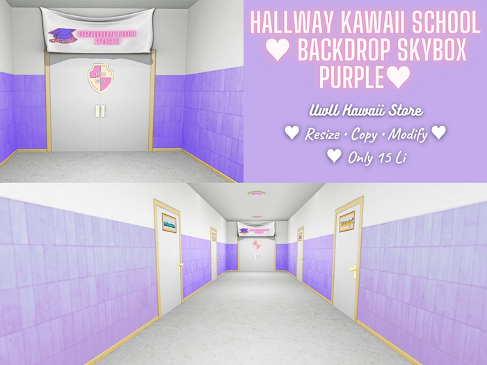 Second Life Marketplace - Hallway Kawaii School - Backdrop Skybox ...