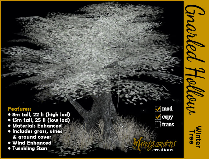 Second Life Marketplace - MG - Gnarled Hollow Tree - Winter Breeze